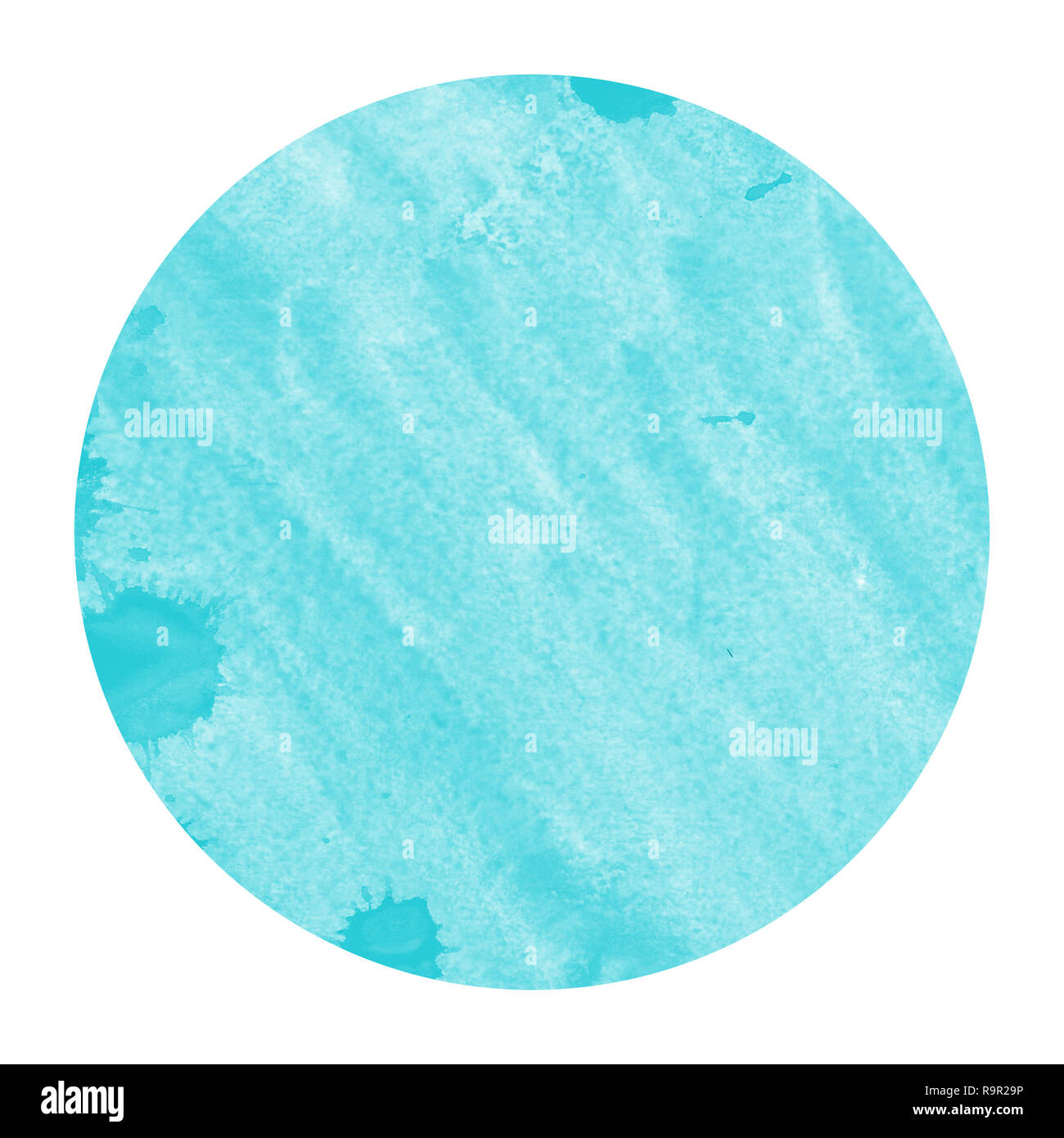Light blue hand drawn watercolor circular frame background texture with ...