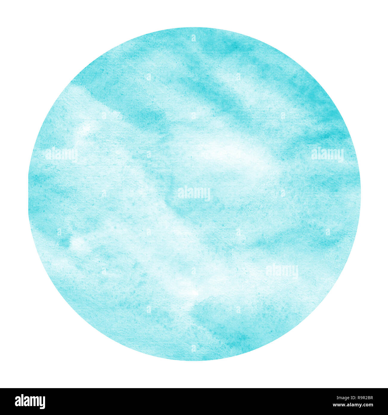 Light blue hand drawn watercolor circular frame background texture with ...