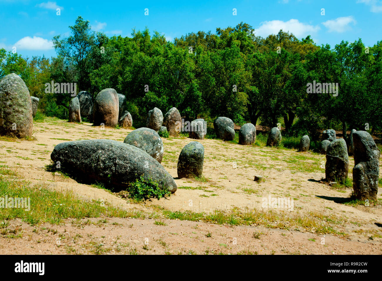 Cromlech of the Almendres - Evora - Portugal Stock Photo - Alamy