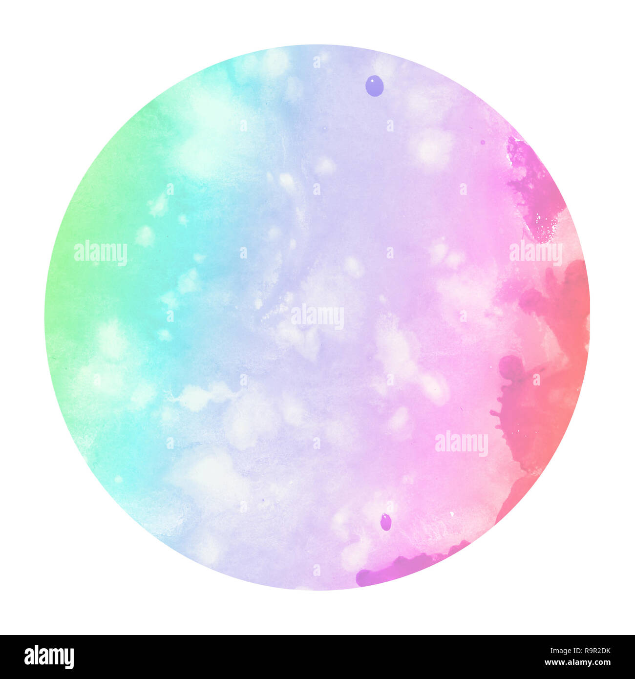 Multicolored hand drawn watercolor circular frame background texture ...