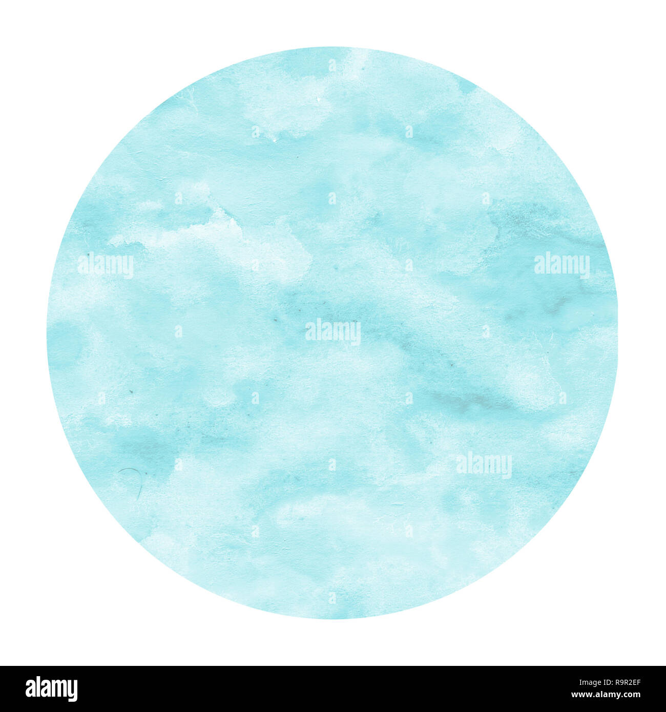 Light blue hand drawn watercolor circular frame background texture with ...