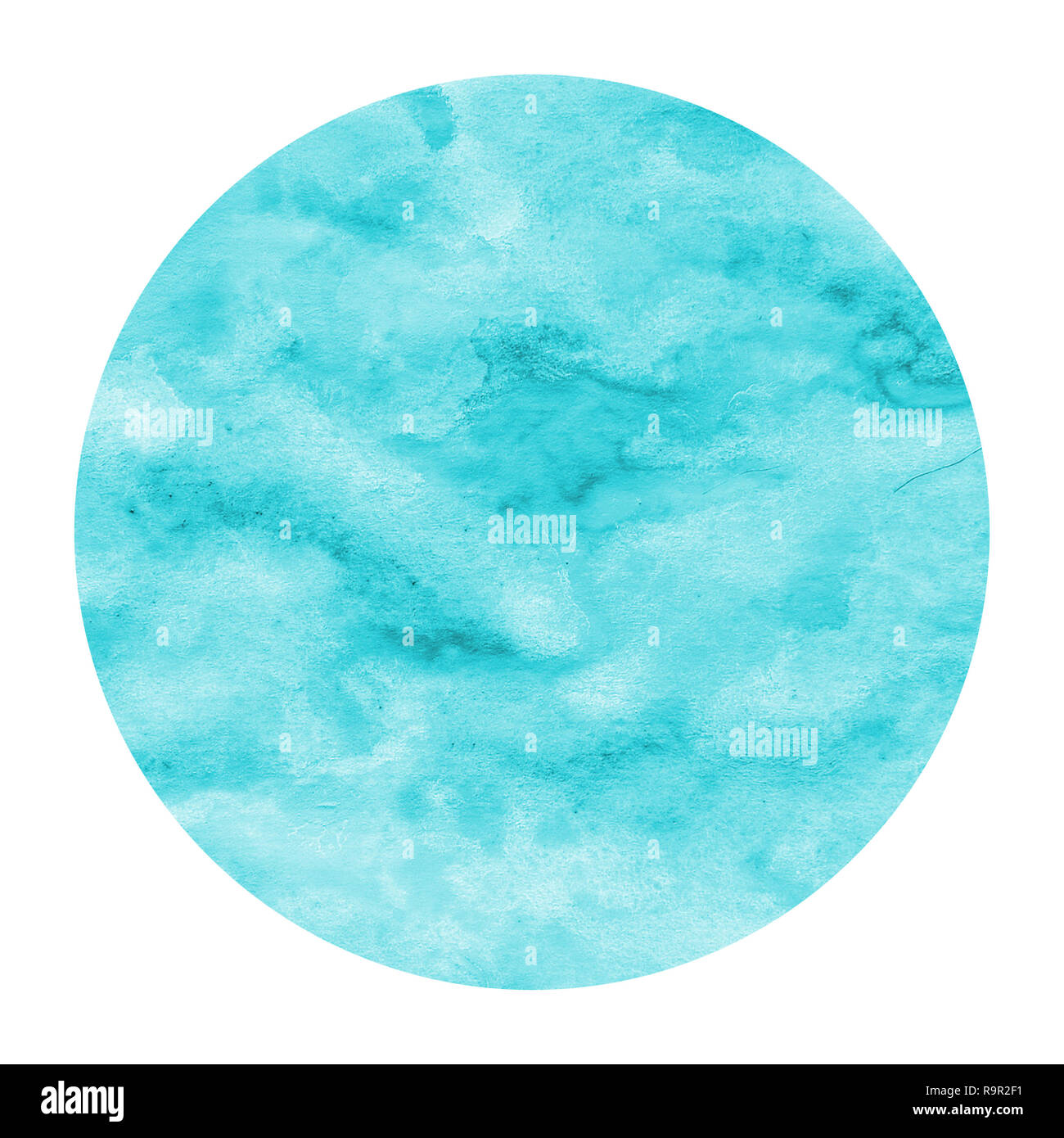 Light blue hand drawn watercolor circular frame background texture with ...