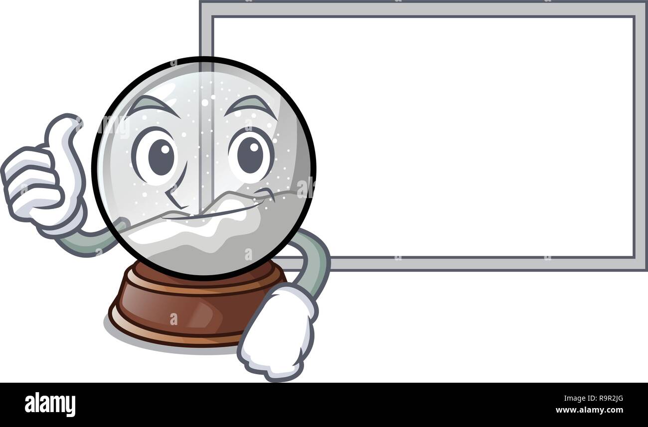 Thumbs up with board snow globe chrismas isolated on mascot Stock ...