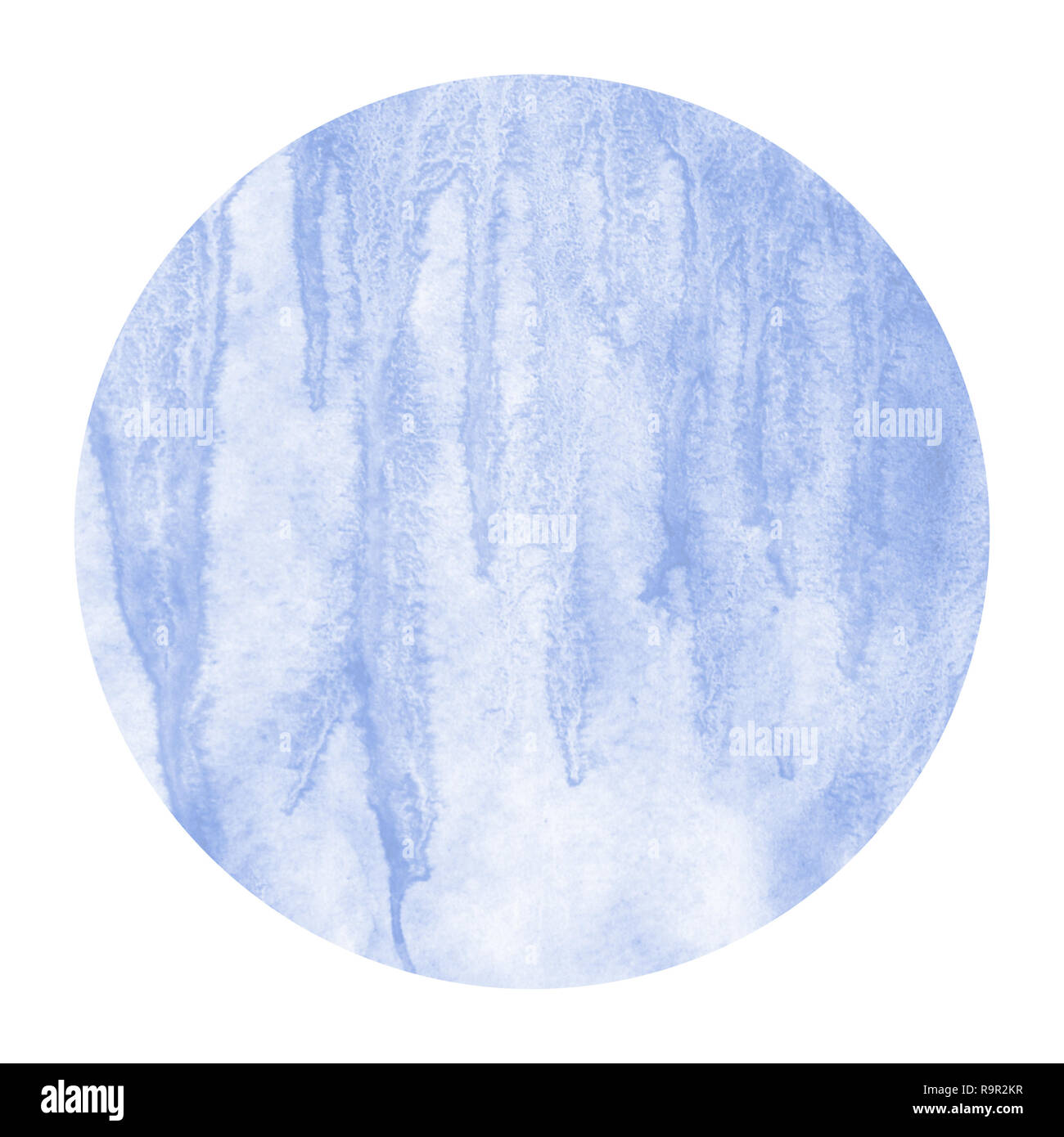 Blue hand drawn watercolor circular frame background texture with ...