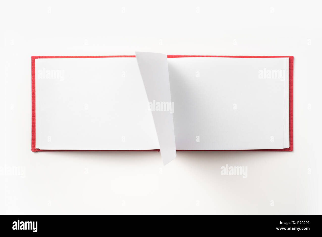 Design concept - Top view red hardcover notebook with open & flip curl ...