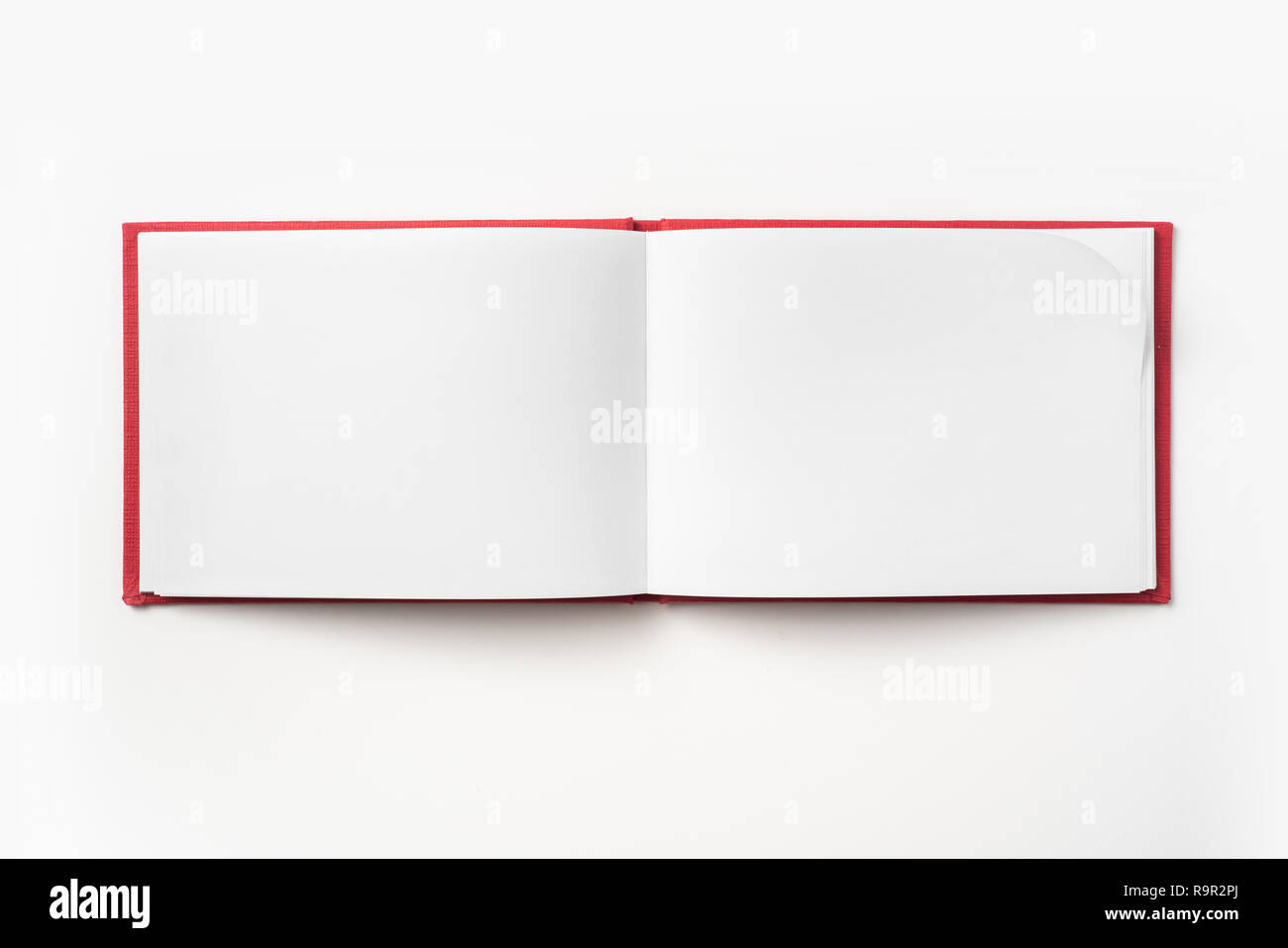 Design concept - Top view red hardcover notebook with open & flip curl ...