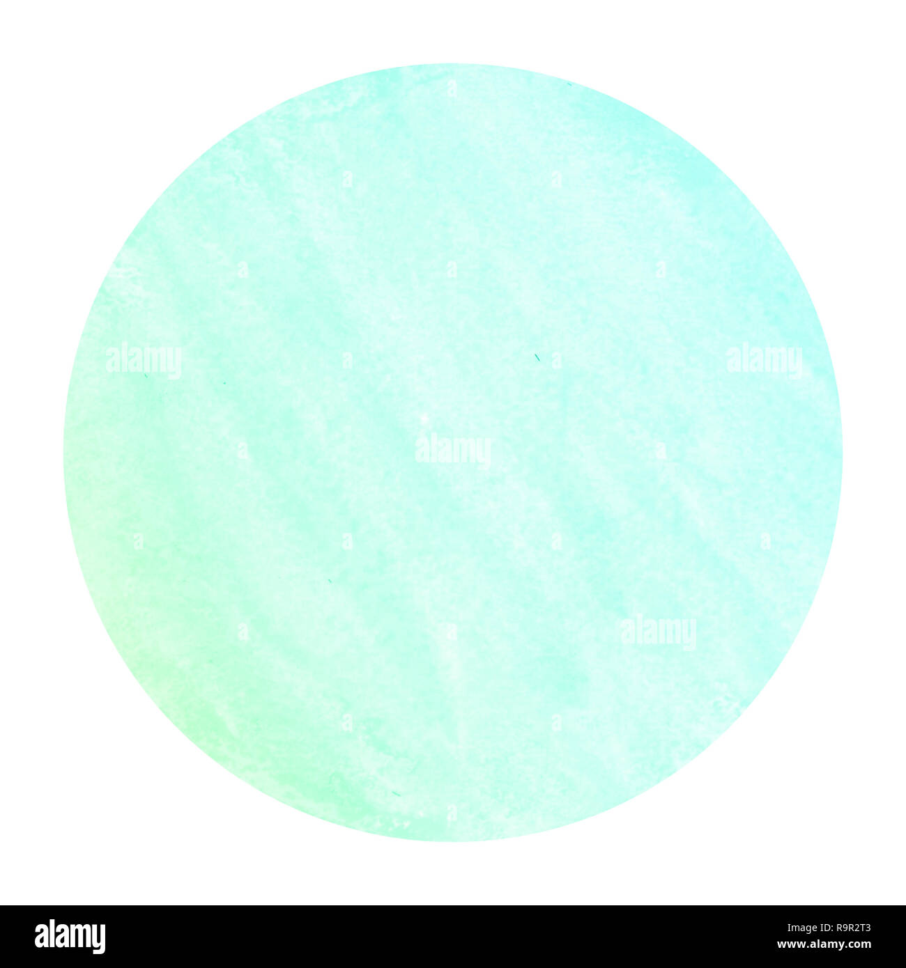 Turquoise hand drawn watercolor circular frame background texture with ...