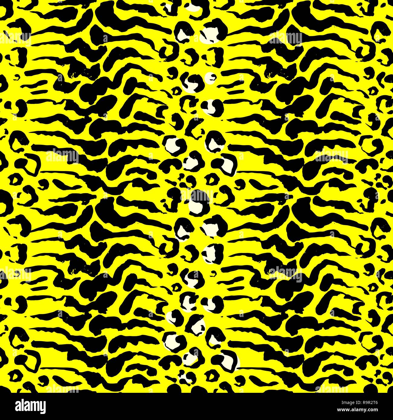 Seamless black and yellow leopard pattern. Tiger skin grunge texture ...
