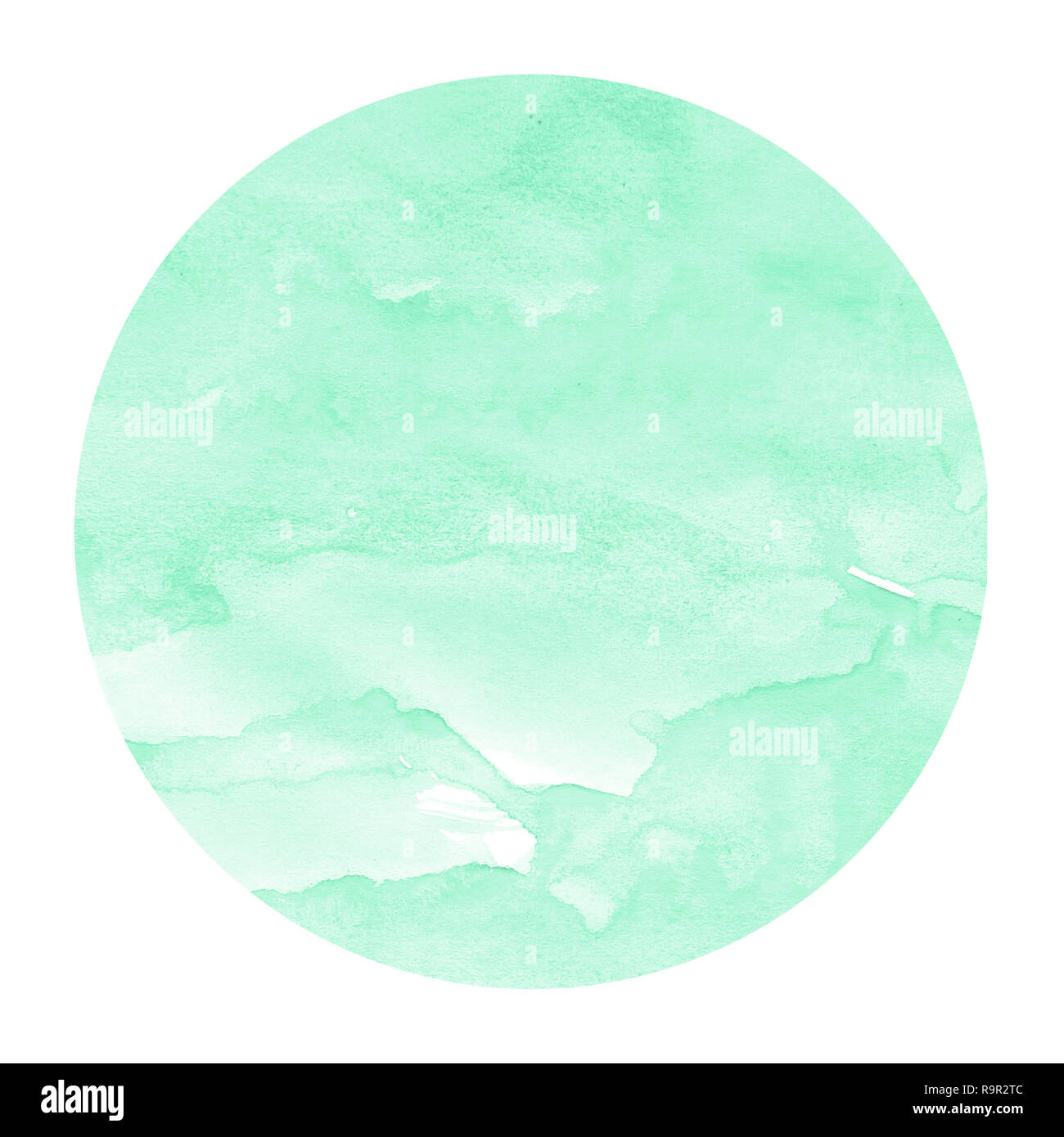 Turquoise hand drawn watercolor circular frame background texture with ...