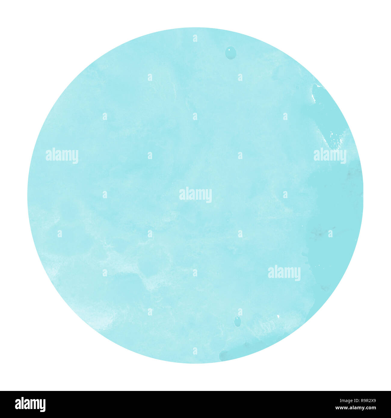 Light blue hand drawn watercolor circular frame background texture with ...