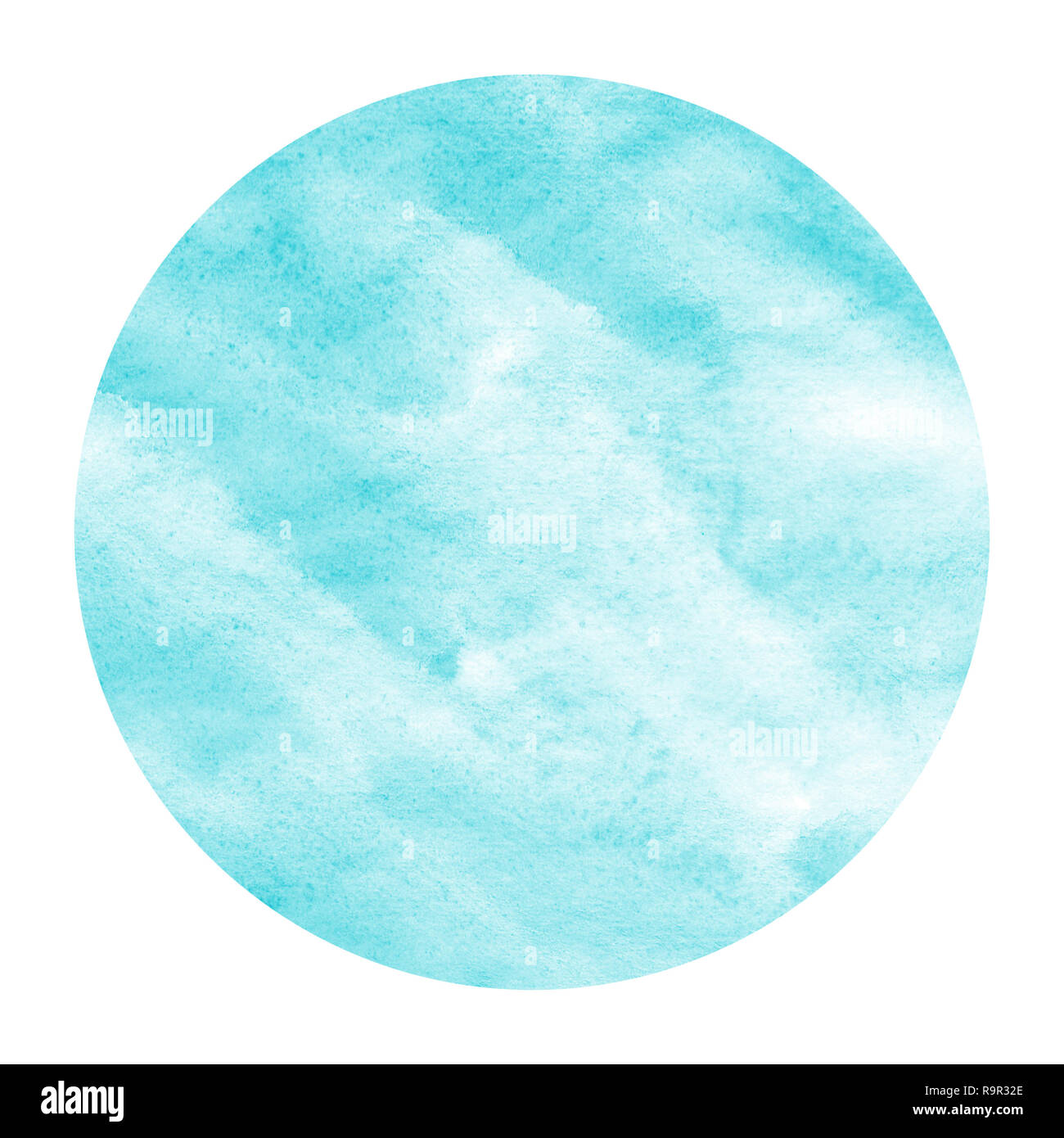 Light blue hand drawn watercolor circular frame background texture with ...