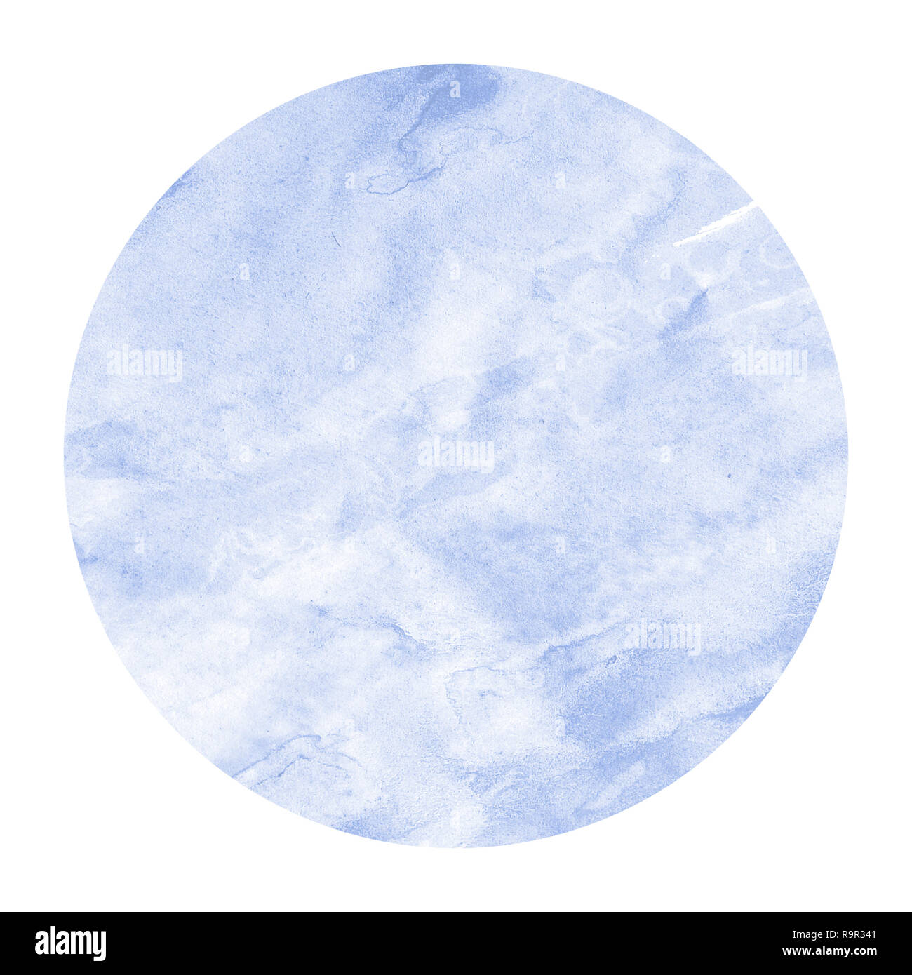 Blue hand drawn watercolor circular frame background texture with ...
