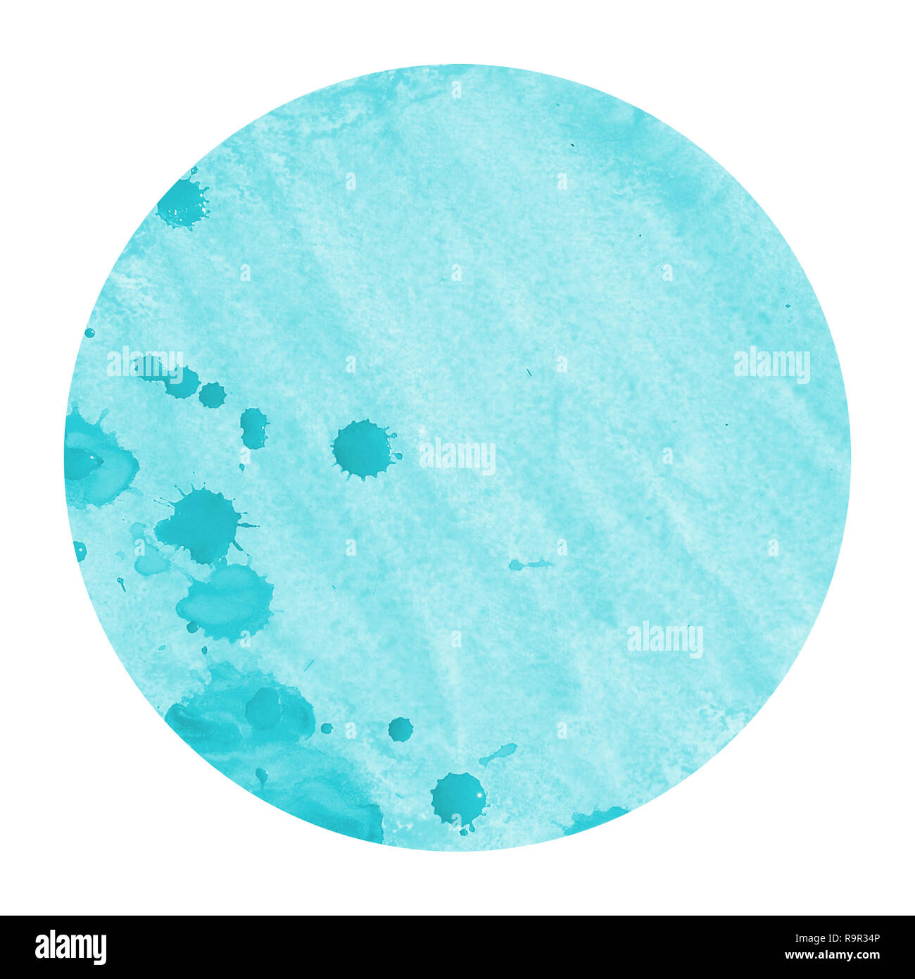 Light blue hand drawn watercolor circular frame background texture with ...