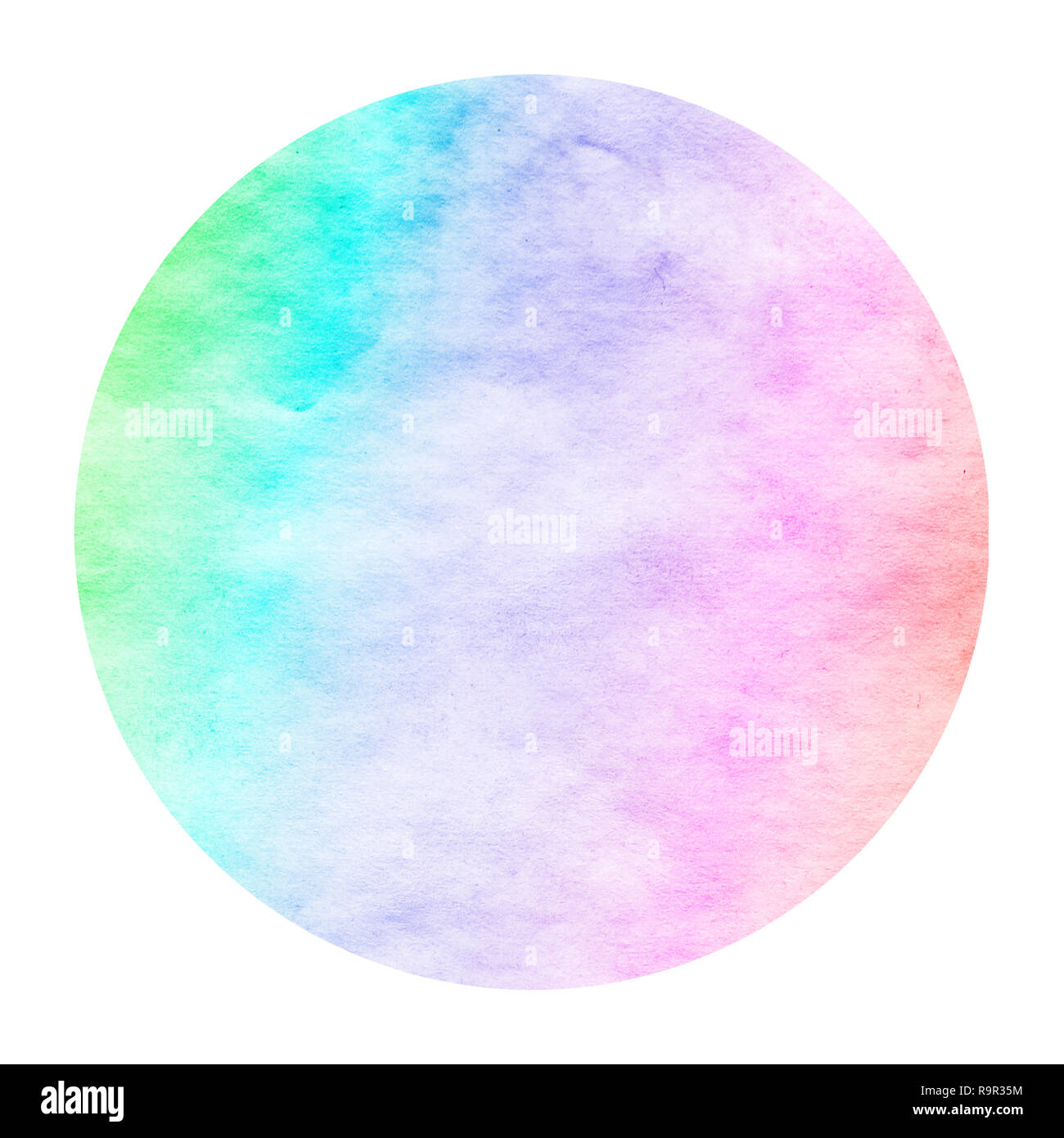 Multicolored hand drawn watercolor circular frame background texture ...
