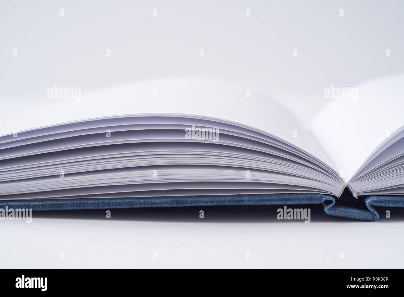 Design concept - Perspective view blue hardcover notebook with open ...