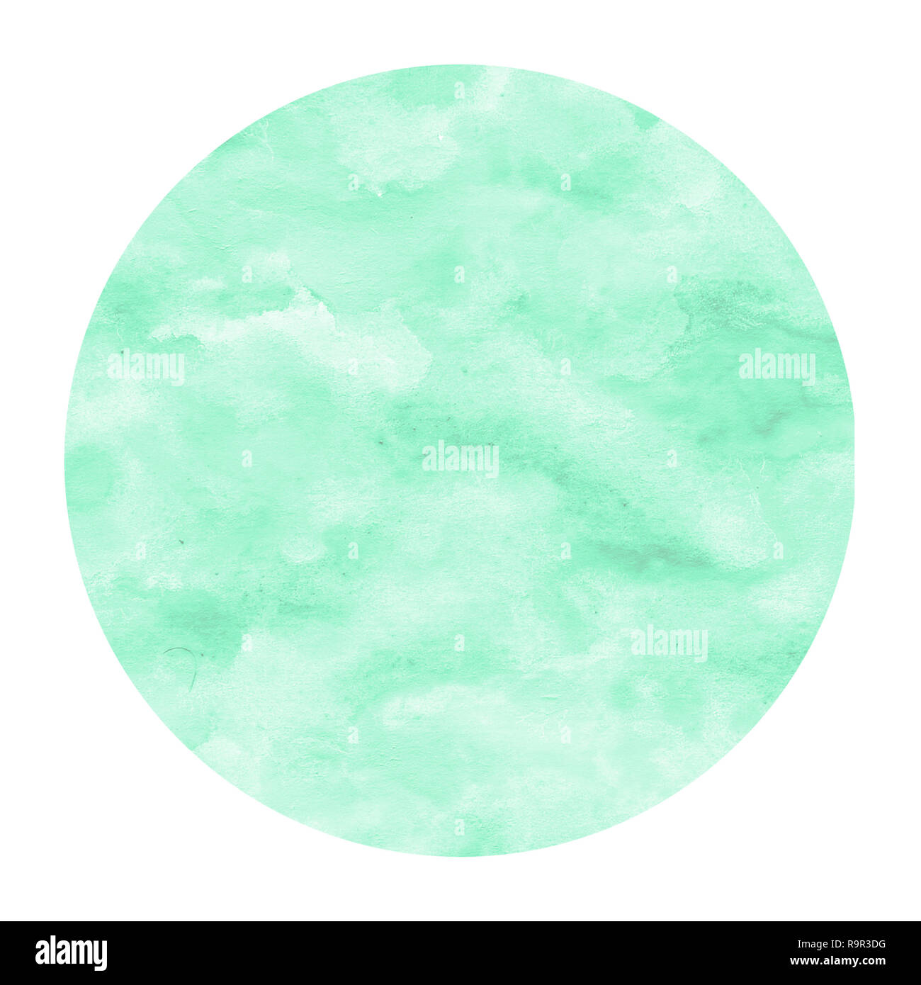Turquoise hand drawn watercolor circular frame background texture with ...