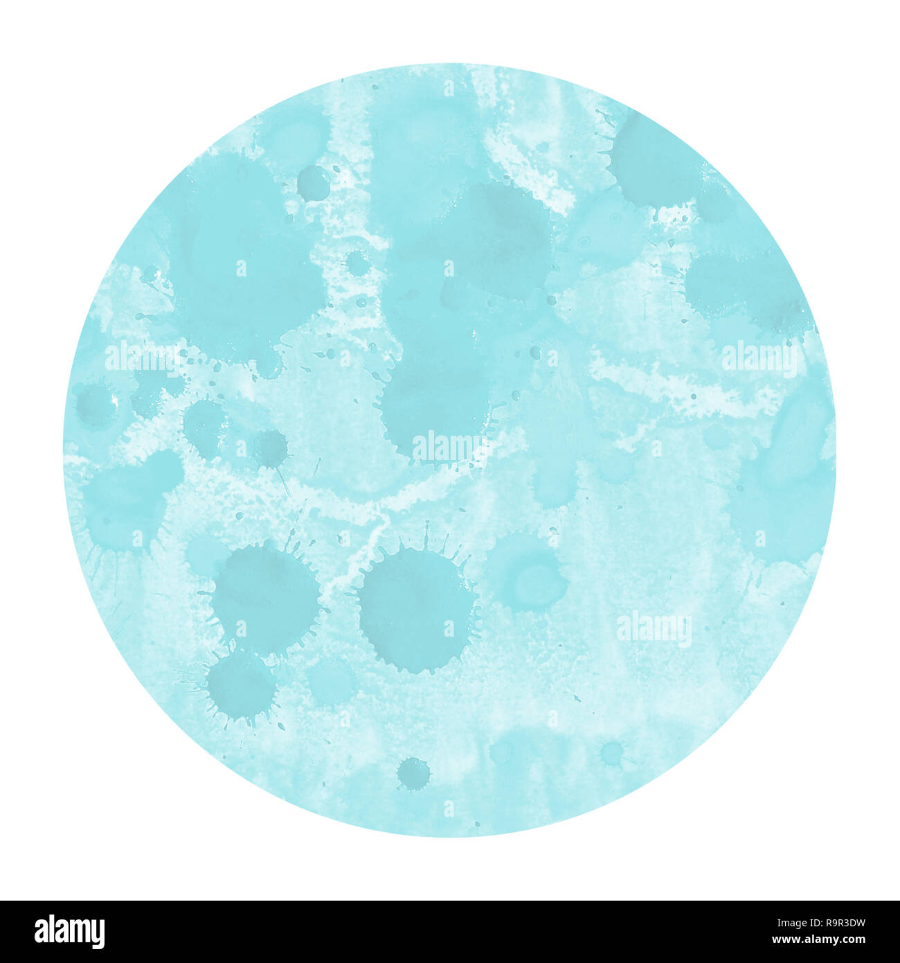 Light blue hand drawn watercolor circular frame background texture with ...