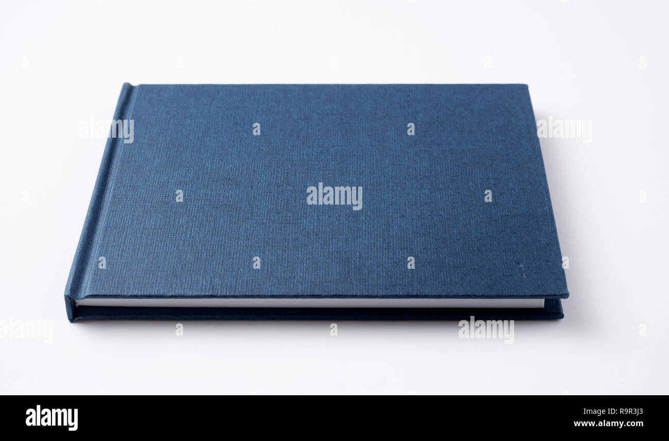 Design concept - Top view blue hardcover notebook with open & flip curl ...