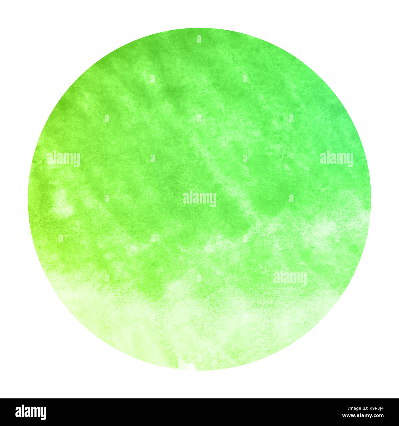 Green hand drawn watercolor circular frame background texture with ...