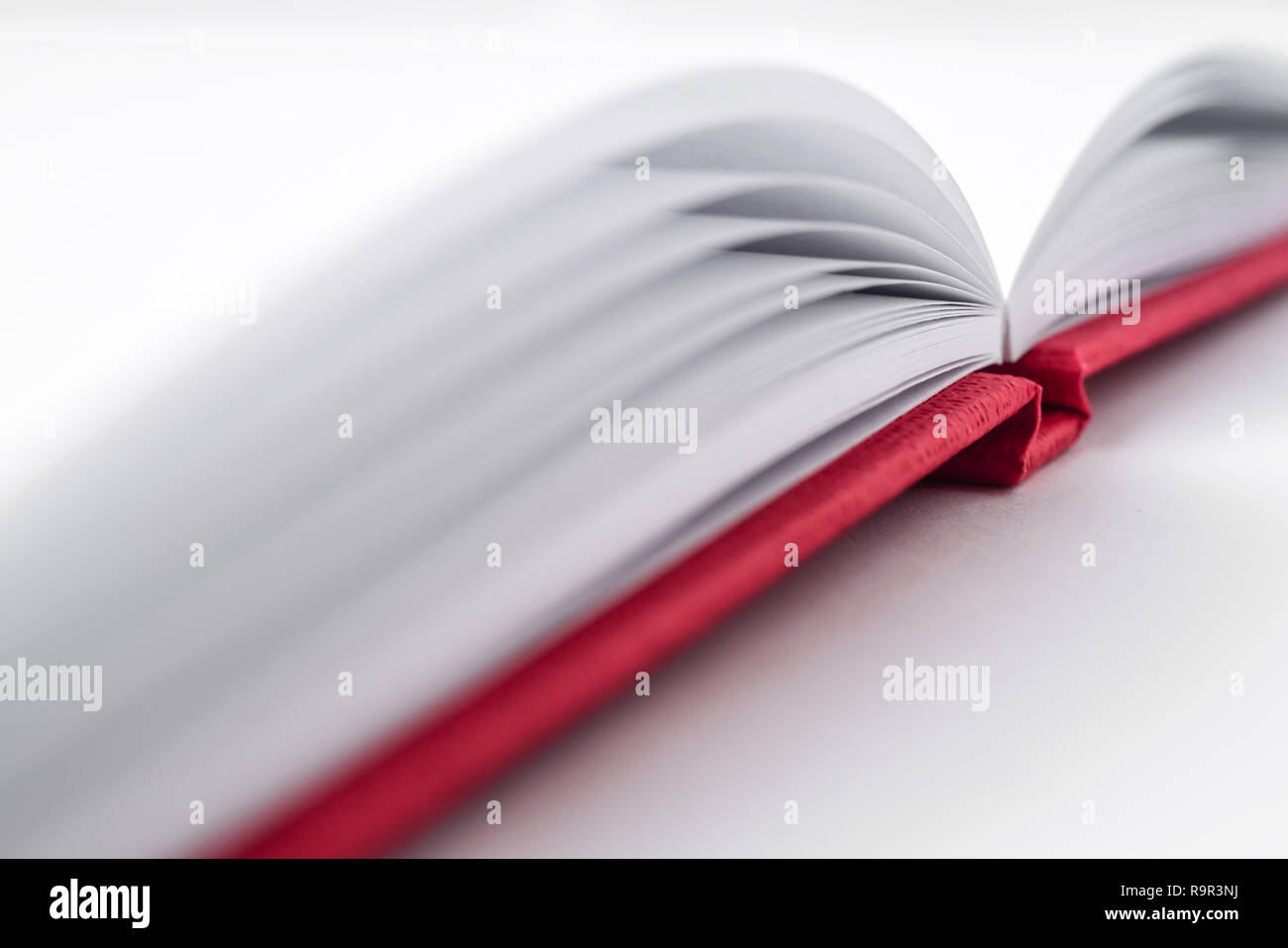 Design concept - Perspective view red hardcover notebook with open ...