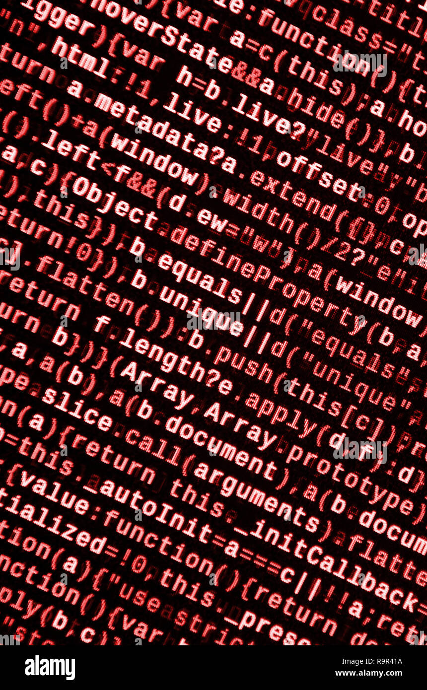 Computer program preview. Programming code typing. Information technology website coding ...