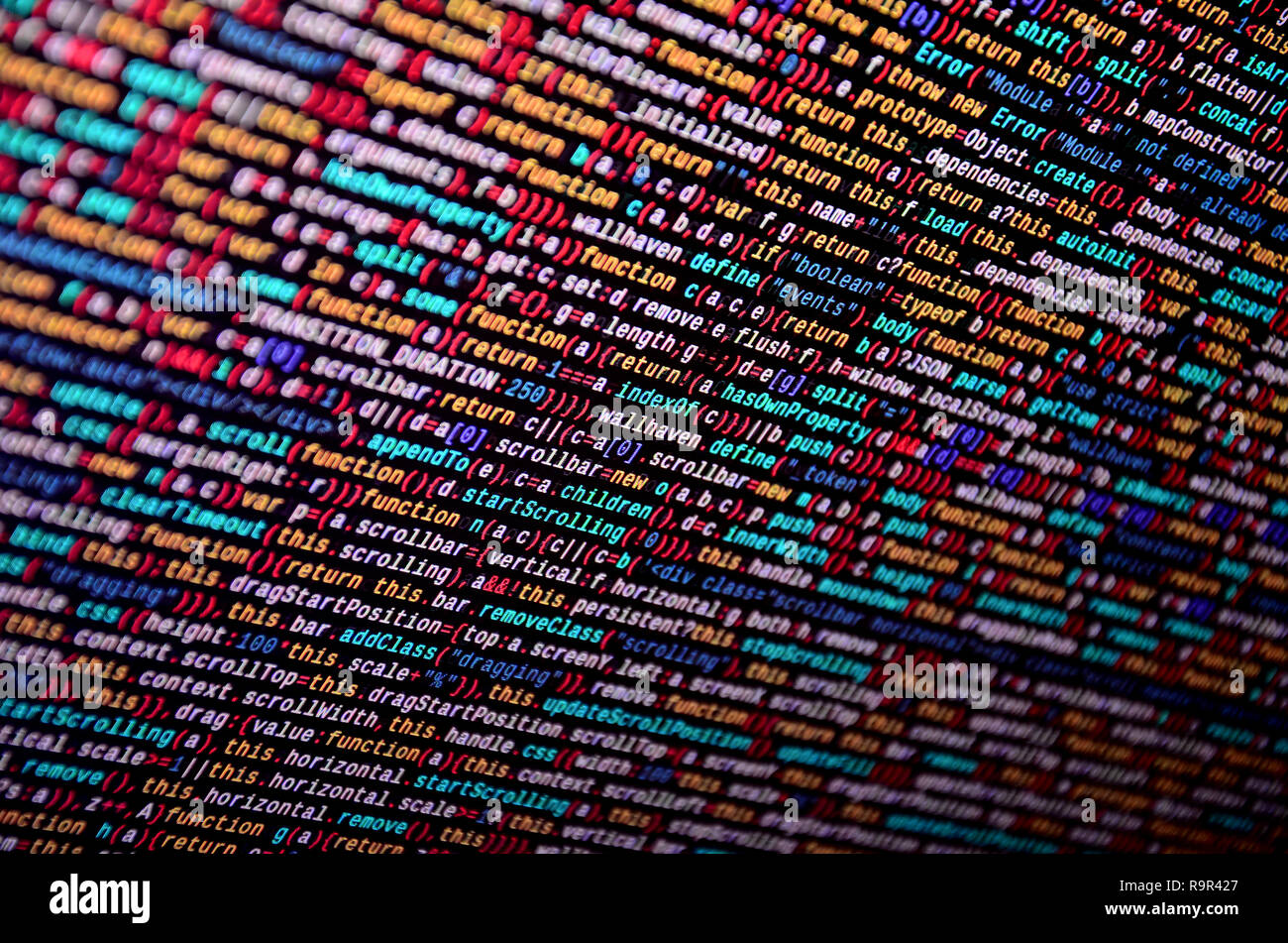 Software Developer Programming Code On Computer Abstract Computer Script Source Code Shallow