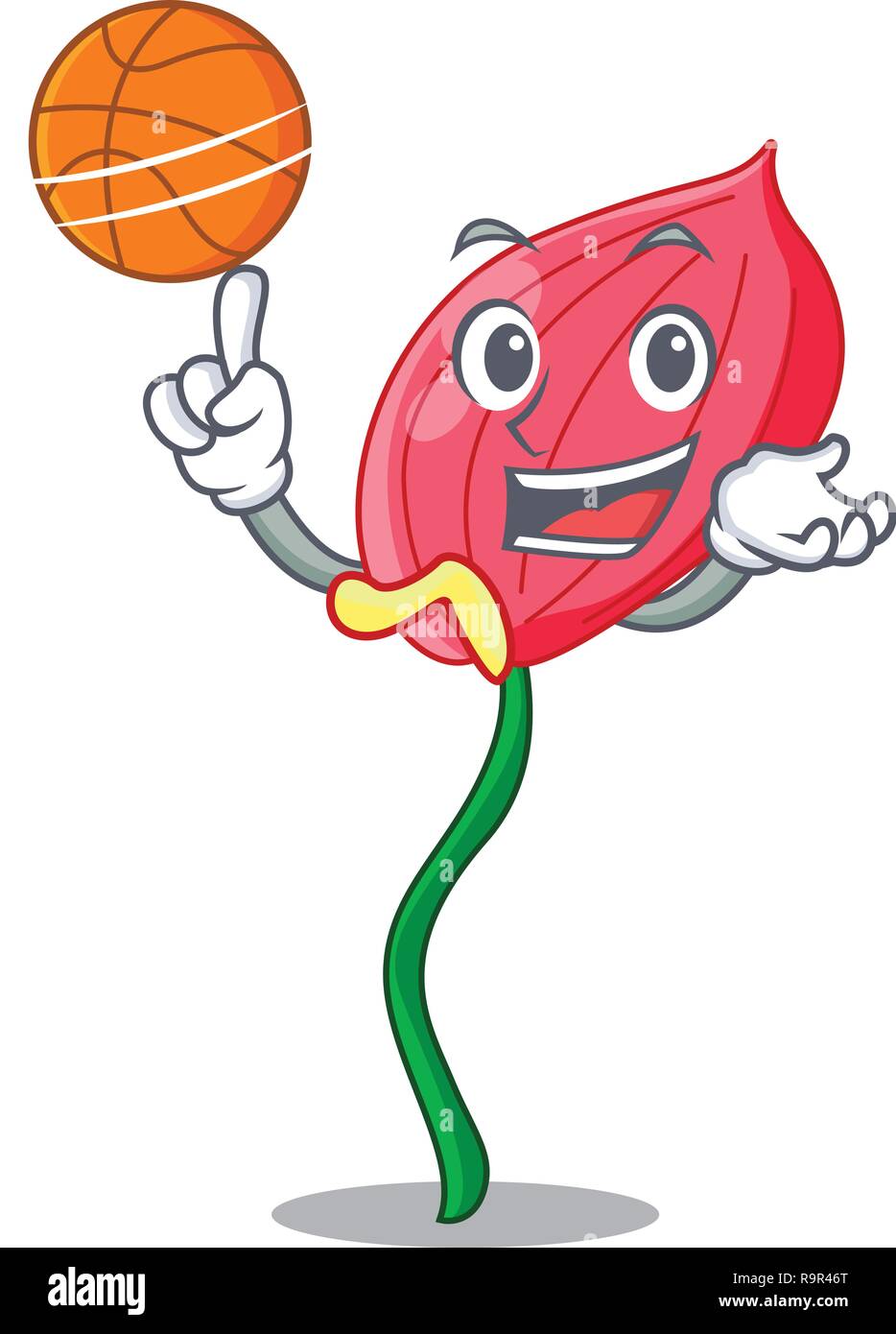 With basketball pink anthurium flower in shape cartoon Stock Vector ...