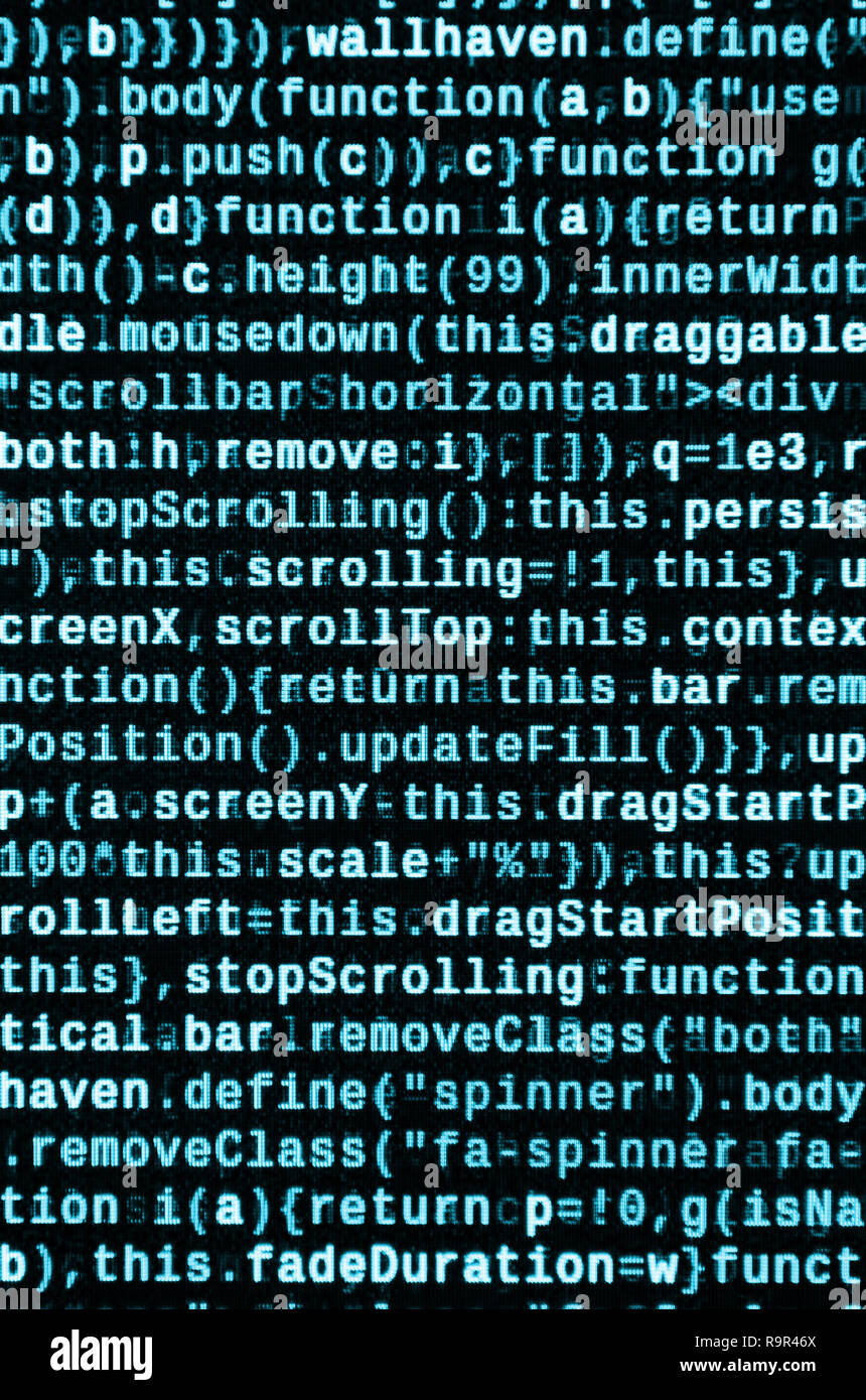 JavaScript code in text editor. Coding cyberspace concept. Screen of ... JavaScript code in text editor. Coding cyberspace concept. Screen of ...