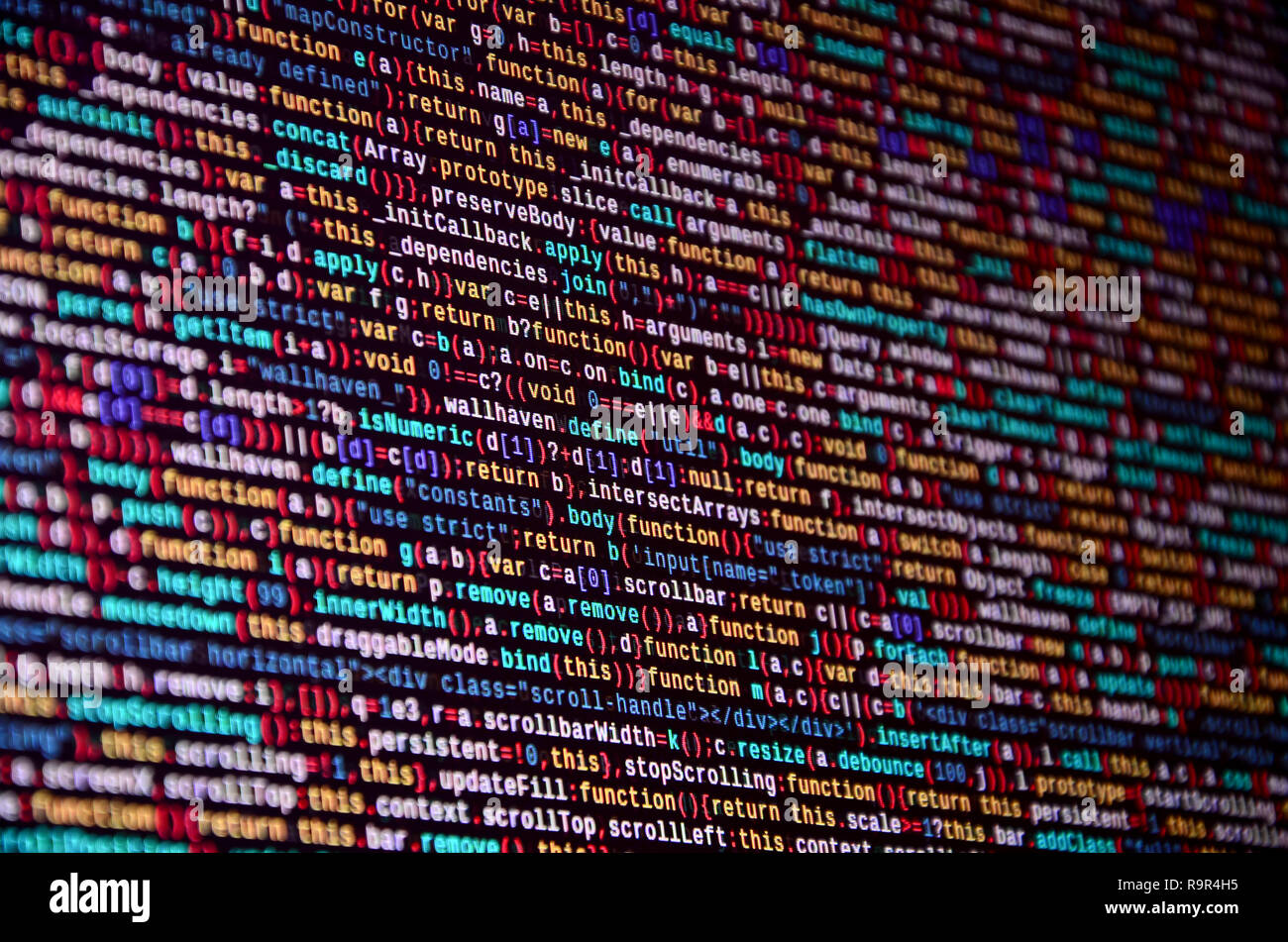 Software Developer Programming Code On Computer Abstract Computer Script Source Code Shallow