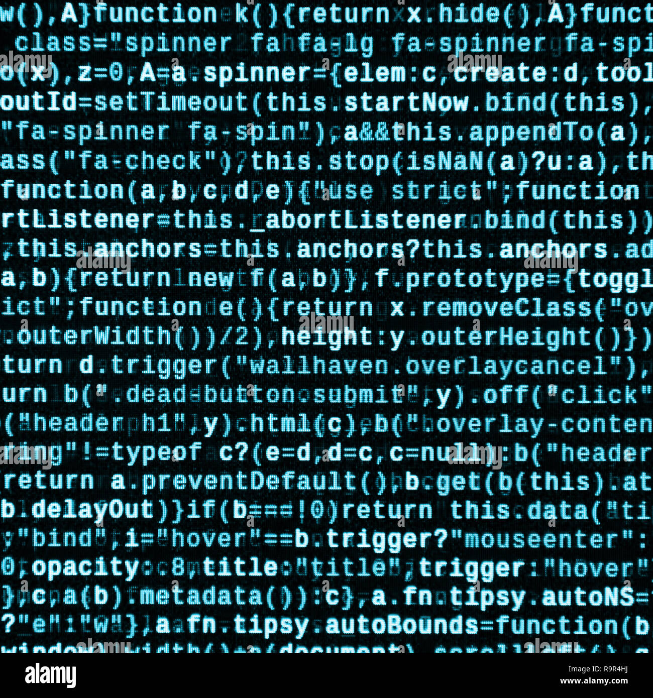 JavaScript code in text editor. Coding cyberspace concept. Screen of ...