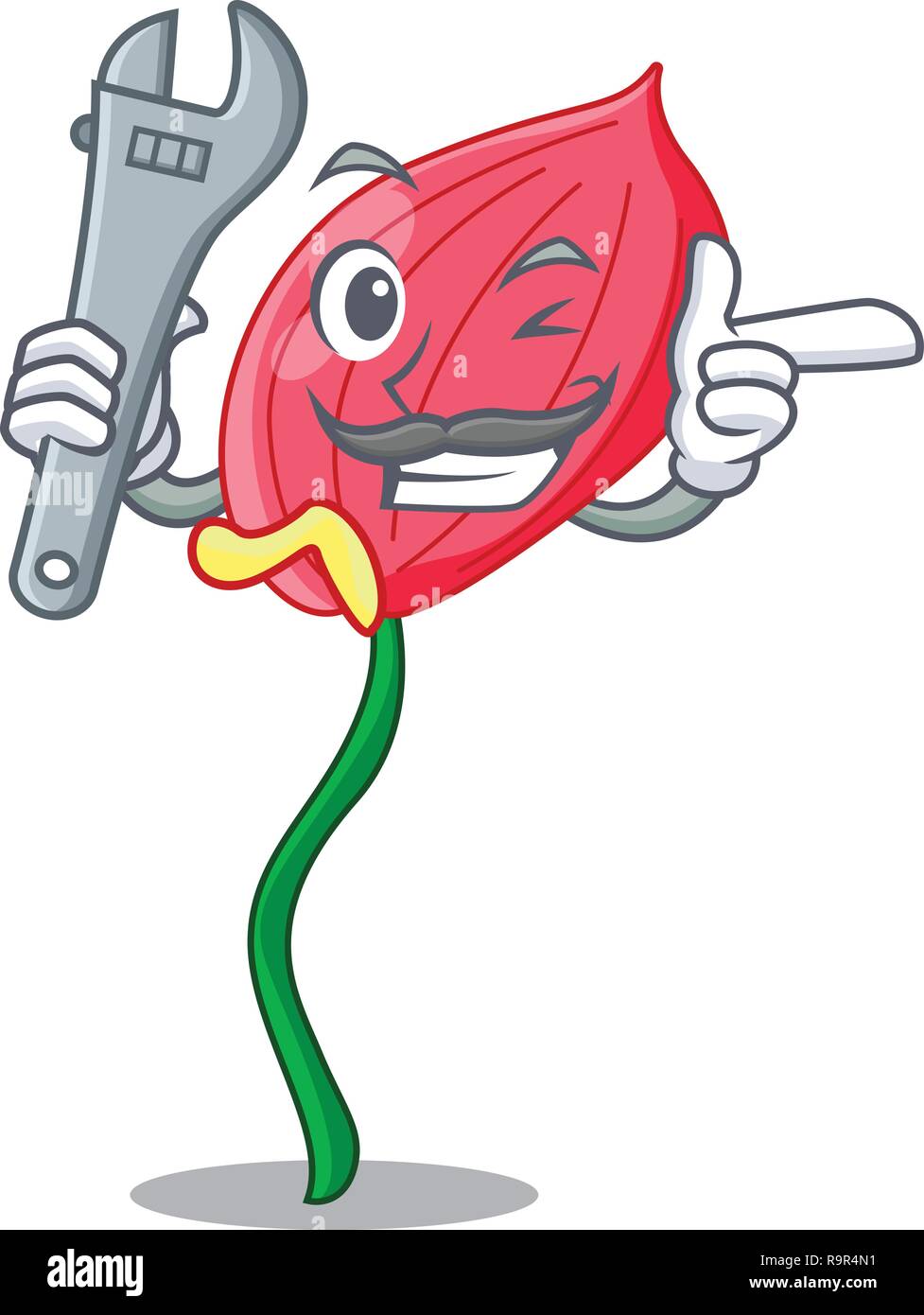 Mechanic pink anthurium flowers in character funny Stock Vector Image ...