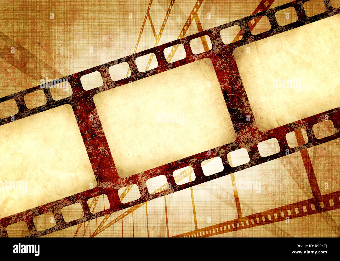Grunge background with retro filmstrips and old paper texture Stock ...