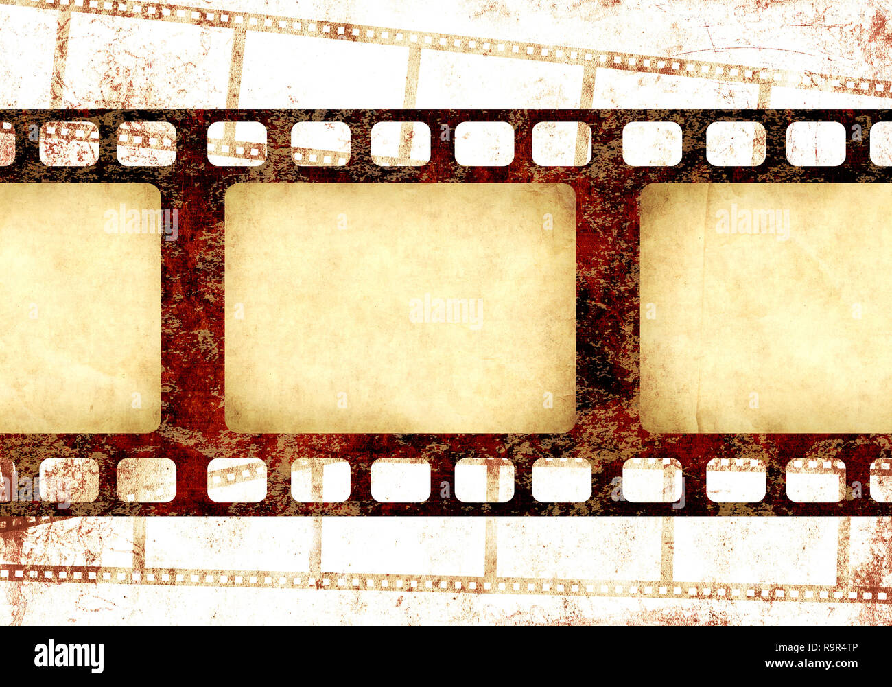 Grunge background with retro filmstrips and old paper texture Stock ...