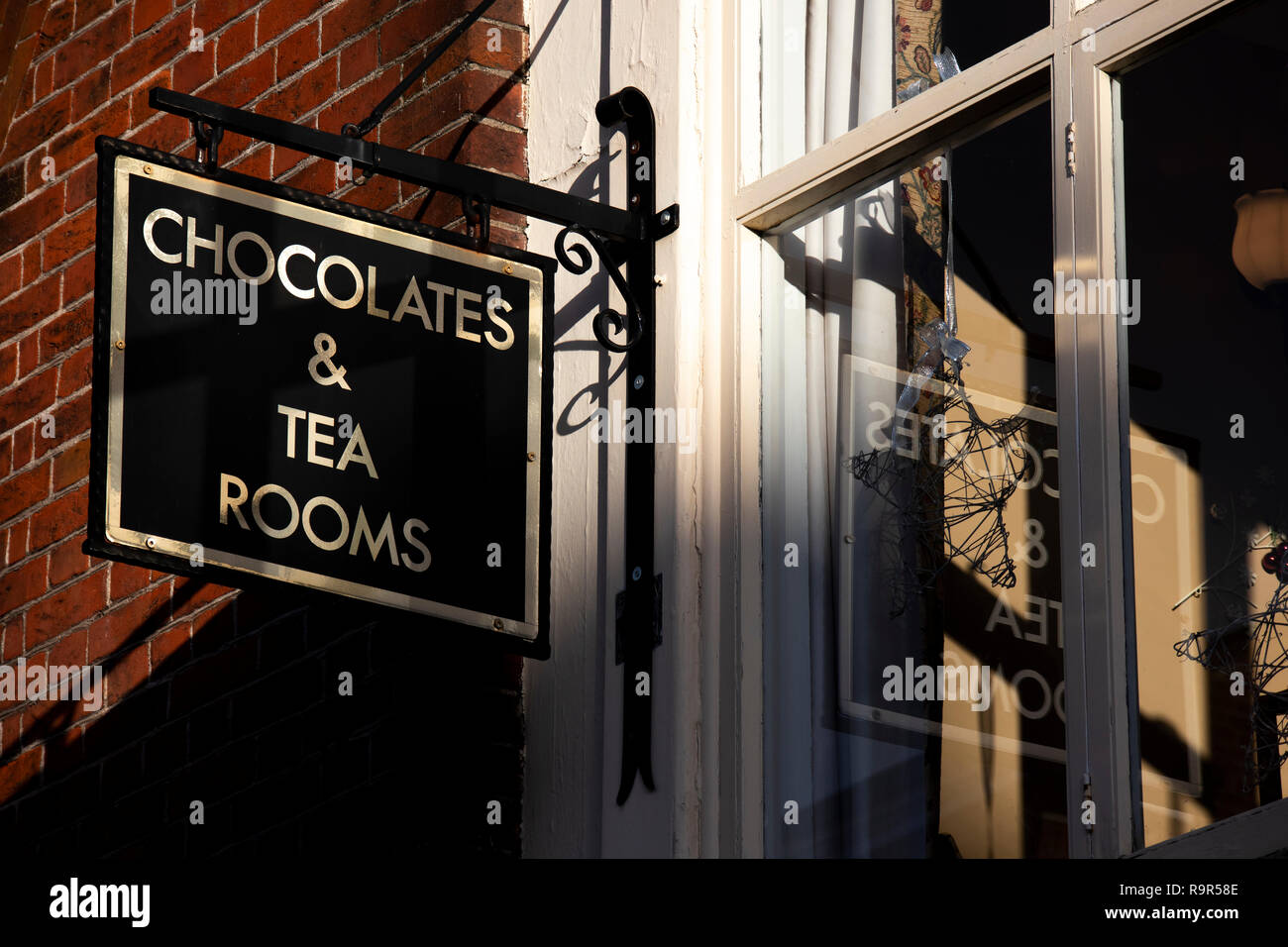 Robert Lewis chocolate and tea rooms sign over premises serving ...