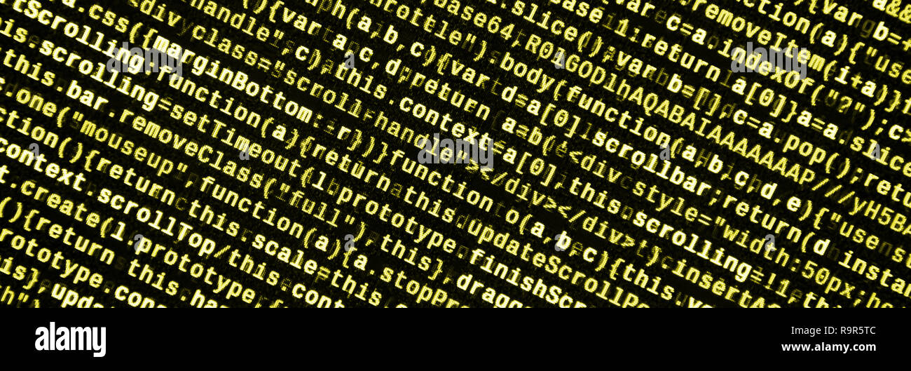 Computer program preview. Programming code typing. Information technology website coding ...