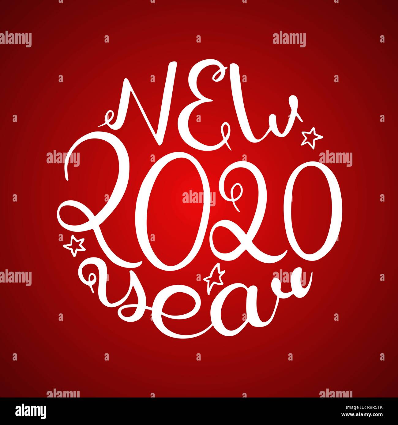 2020 New Year. Calligraphic inscription Vector illustration. Red ...