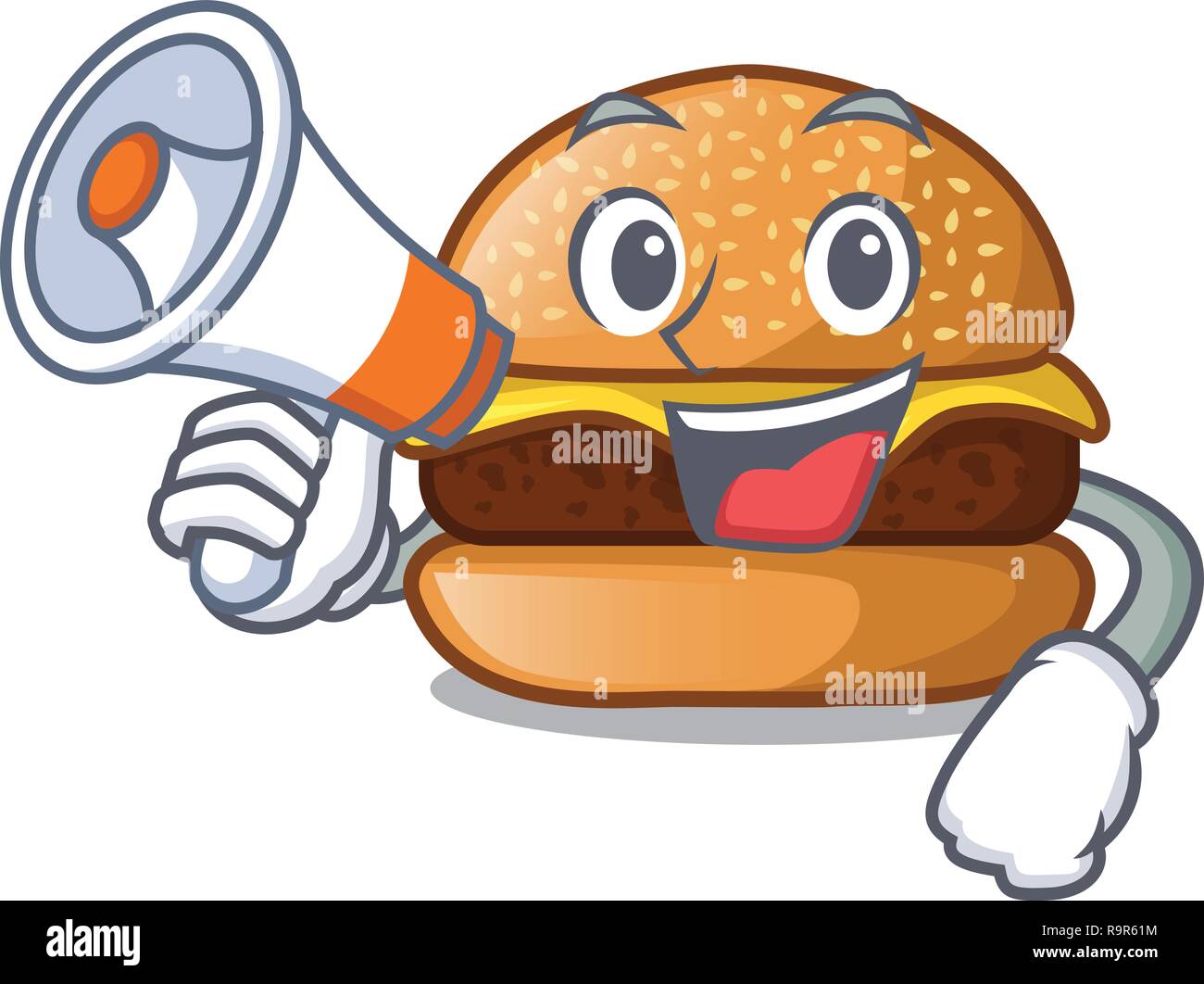 With megaphone cheese burger isolated on a mascot Stock Vector Image ...
