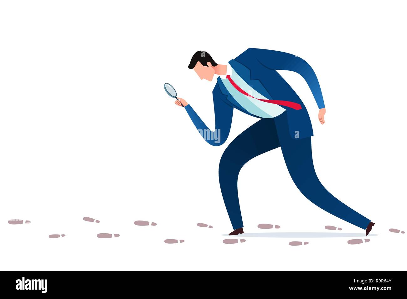 businessman doing a detective job searching a clue through a looking ...