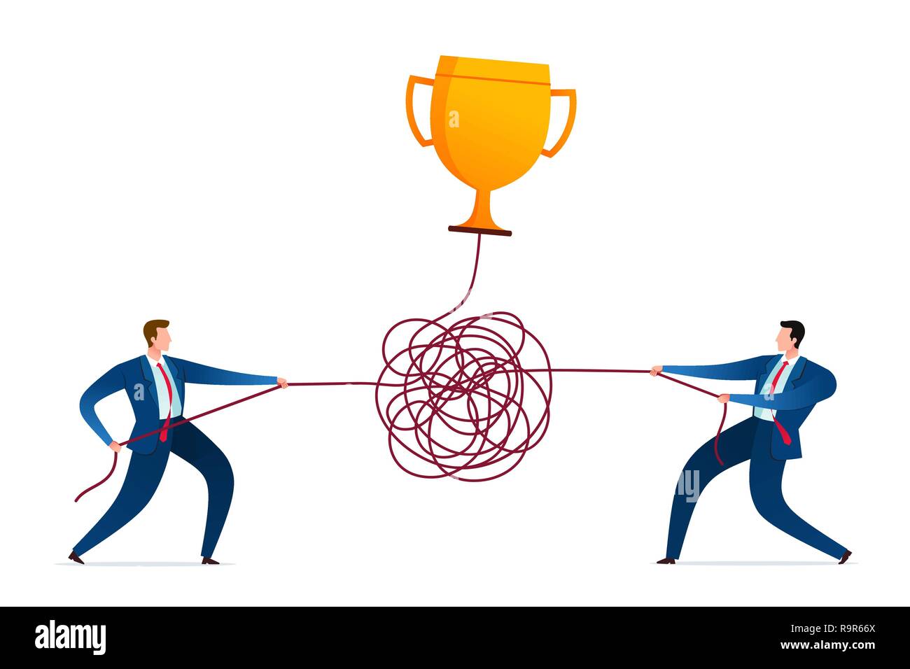 businessman fighting each other for success trophy. Business concept ...