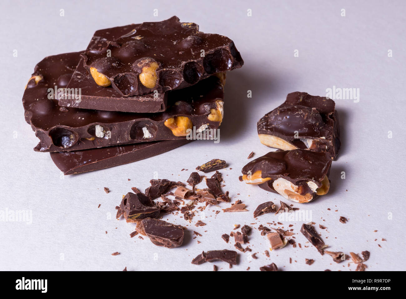 Dark sweet chocolate stack on white background Stock Photo - Alamy