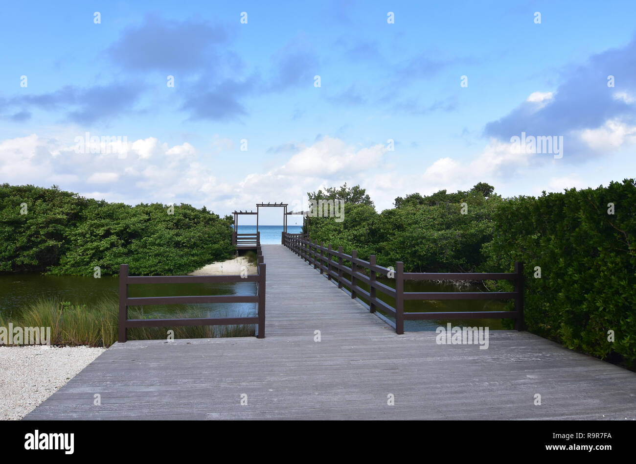 Beautiful bright blue water through the walkway Stock Photo - Alamy