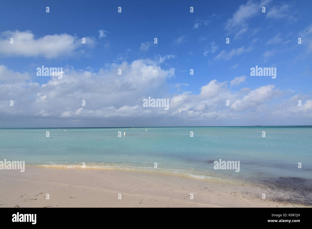 Beautiful blue tropical sky on the coast of aruba Stock Photo - Alamy