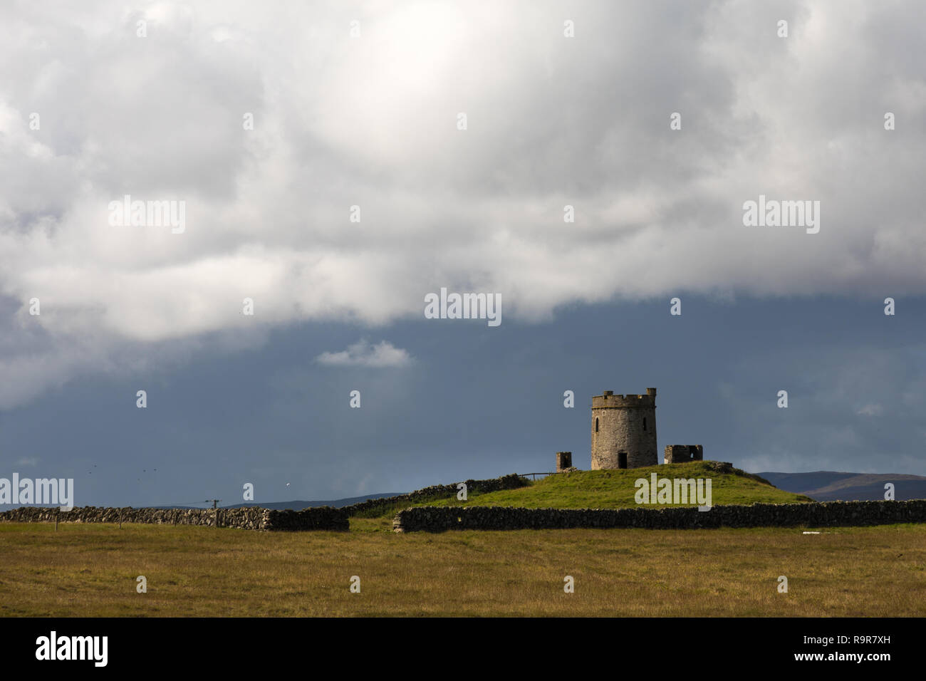 Tower of Brough Lodge, Gothic mansion, Fetlar, Shetland Islands, UK ...