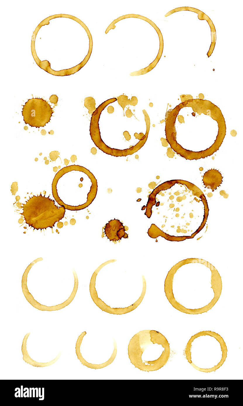 Collection stains of coffee for grunge design. Isolated on white ...