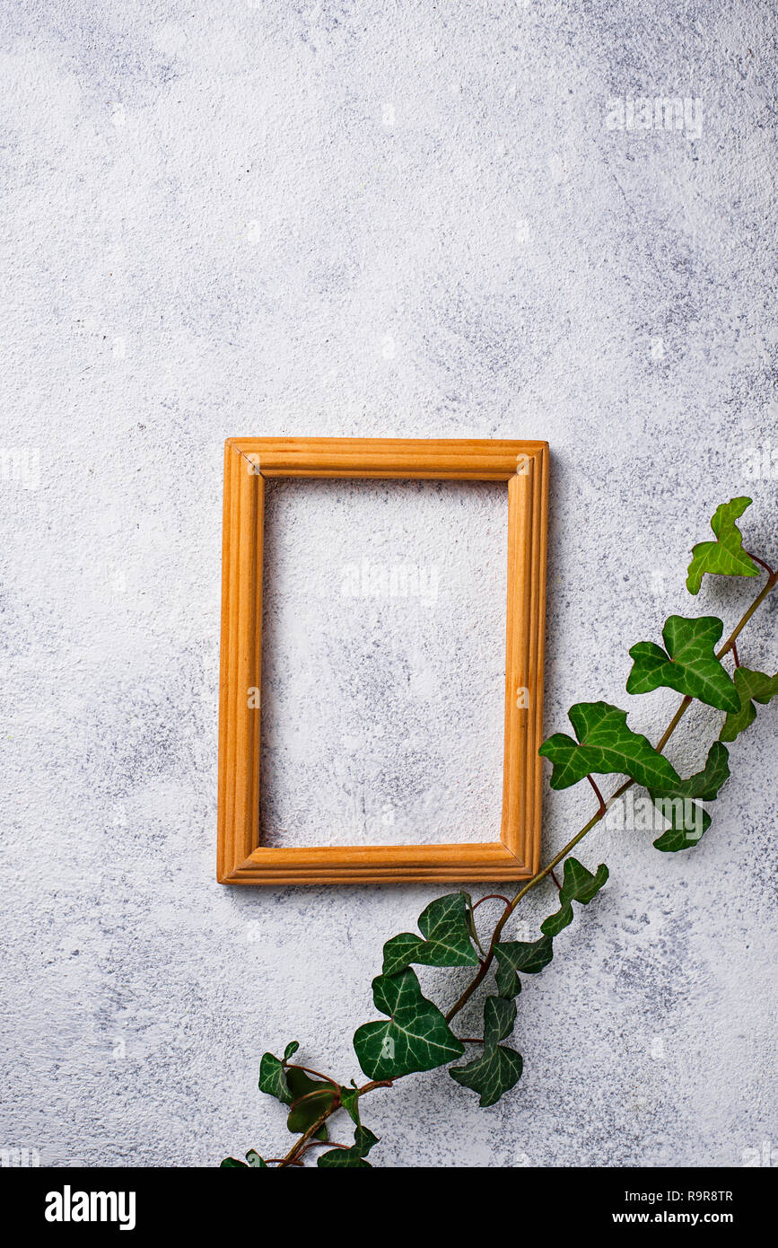 Wooden frame on light background Stock Photo - Alamy