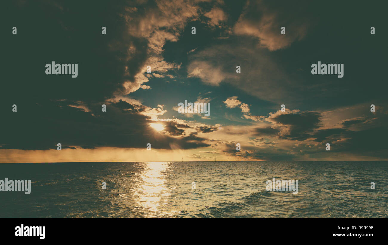 Beautiful seascape evening sea horizon and sky. Tranquil scene. Natural ...