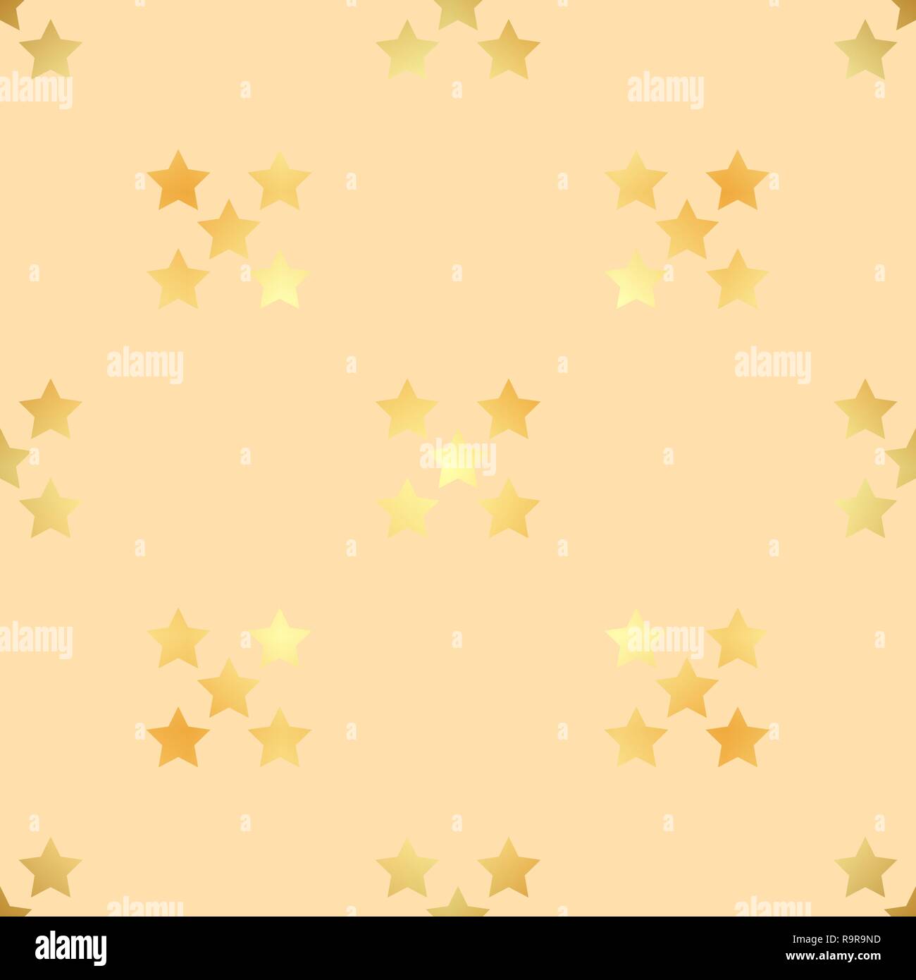 Golden Stars Seamless Pattern. The vector image. Gold Starry night sky ...