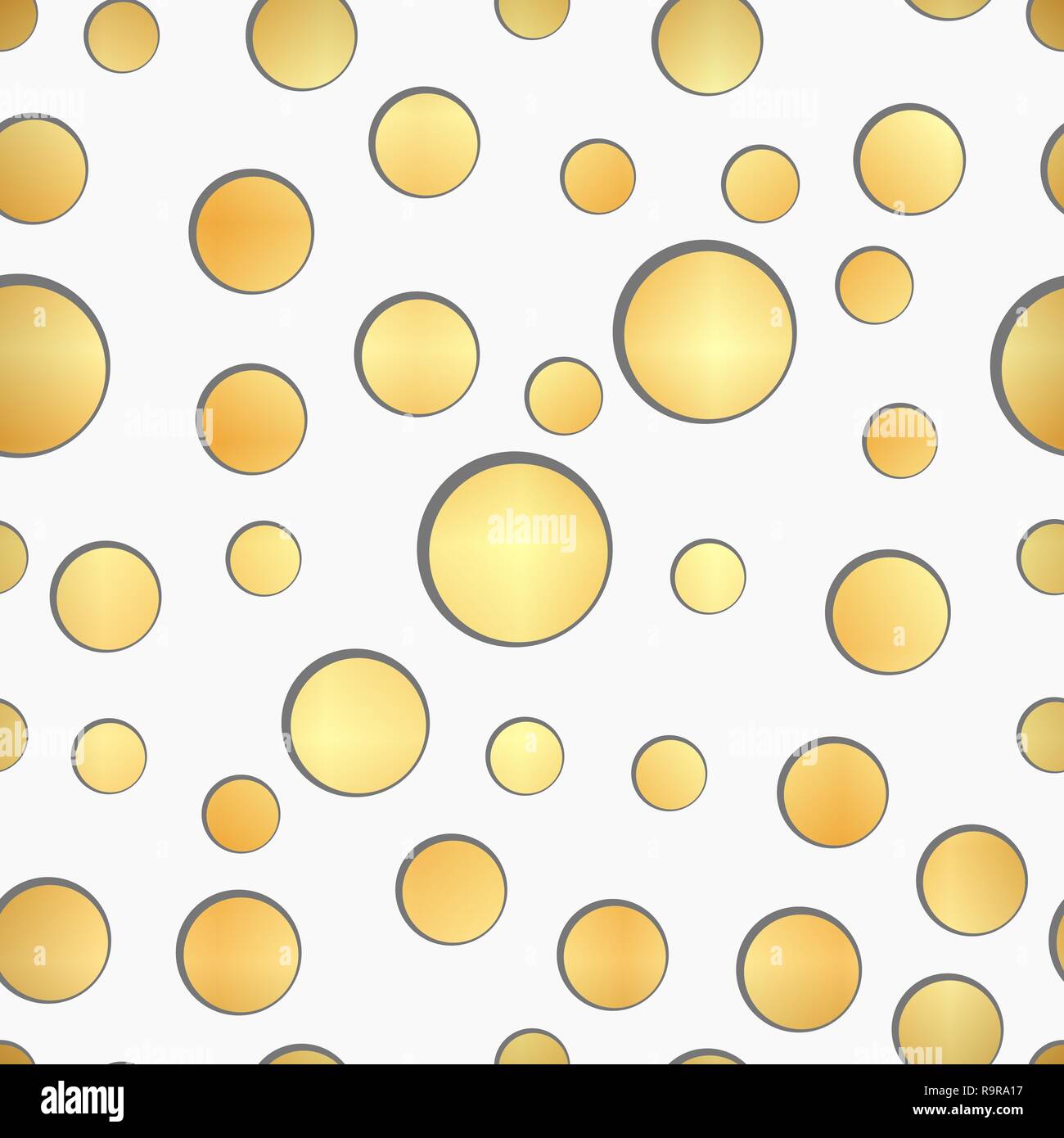 luxury seamless pattern with gold circle on a white background. Gold ...