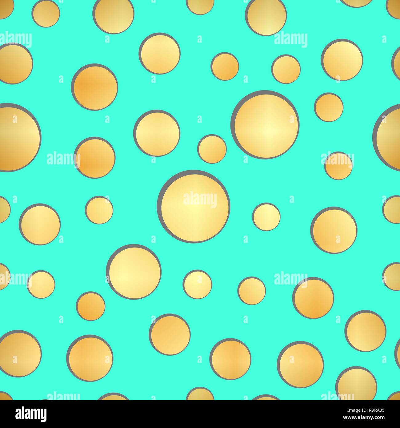 luxury seamless pattern with gold circle on a green background. Gold ...