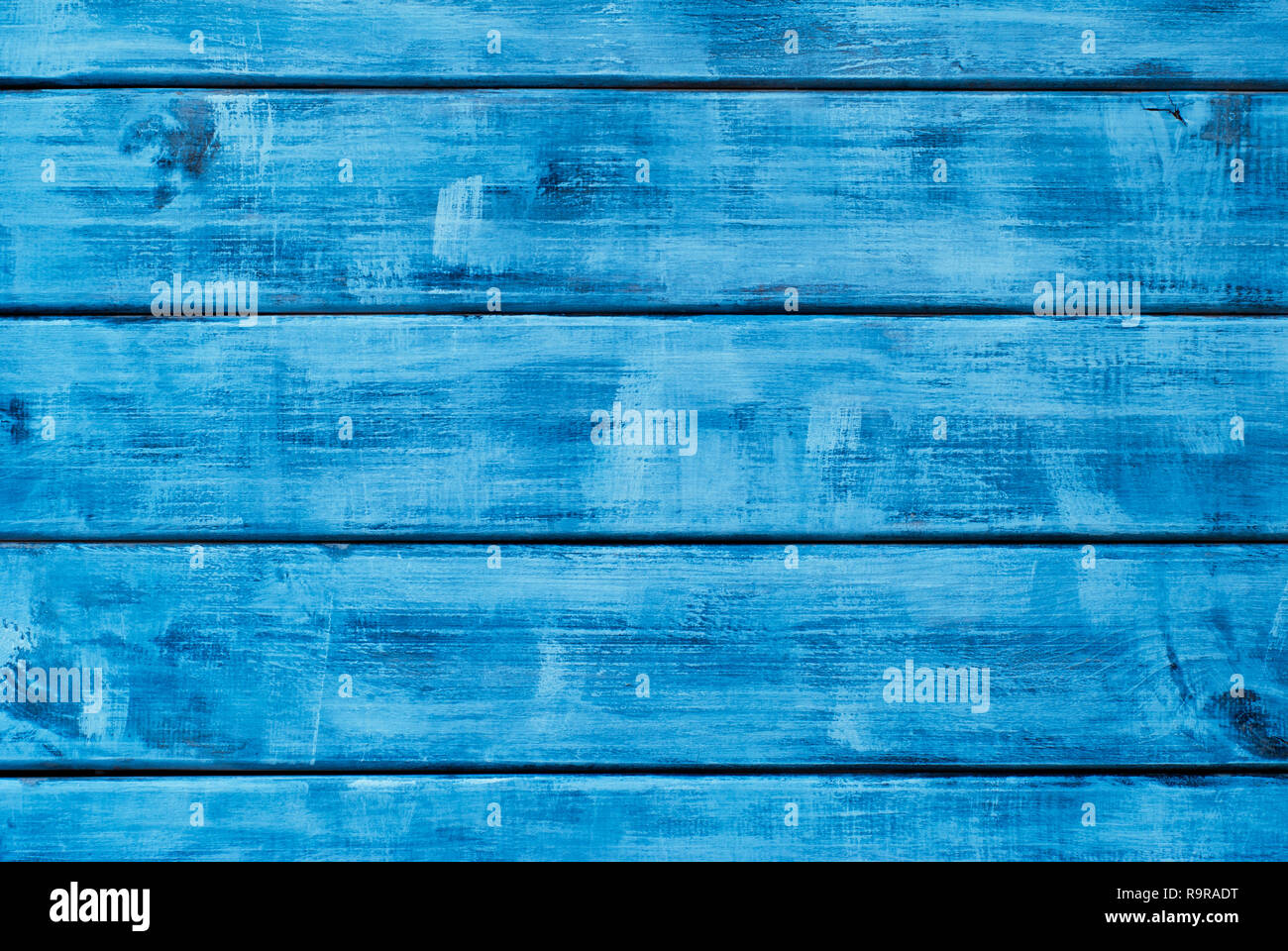 Wooden blue horizontal boards. Front view with copy space. Background ...